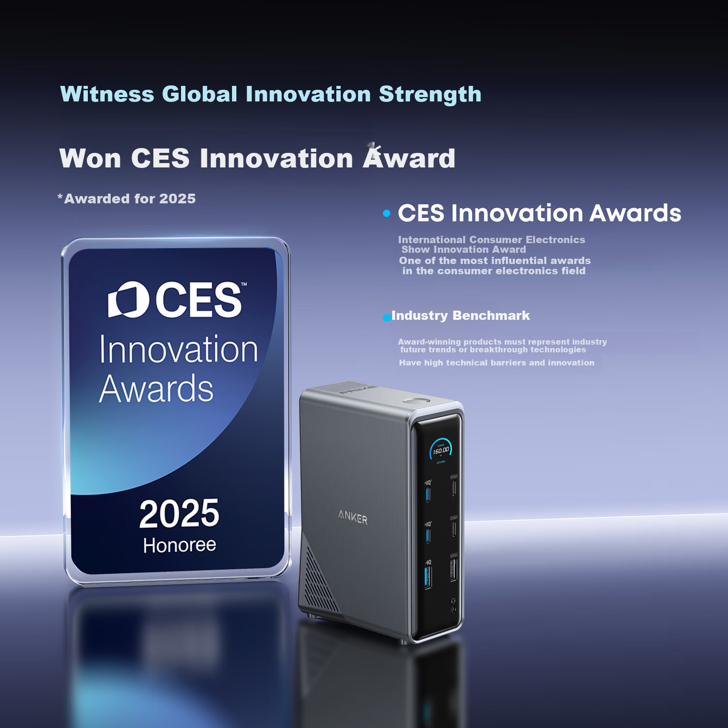 ANKER Prime14 14-in-1 Anker Desktop Charging Dock 160W Smart Control Screen Display Type-C Charging Station 10Gbps Dual 4K Triple Screen Display Compatible with Windows/macOS