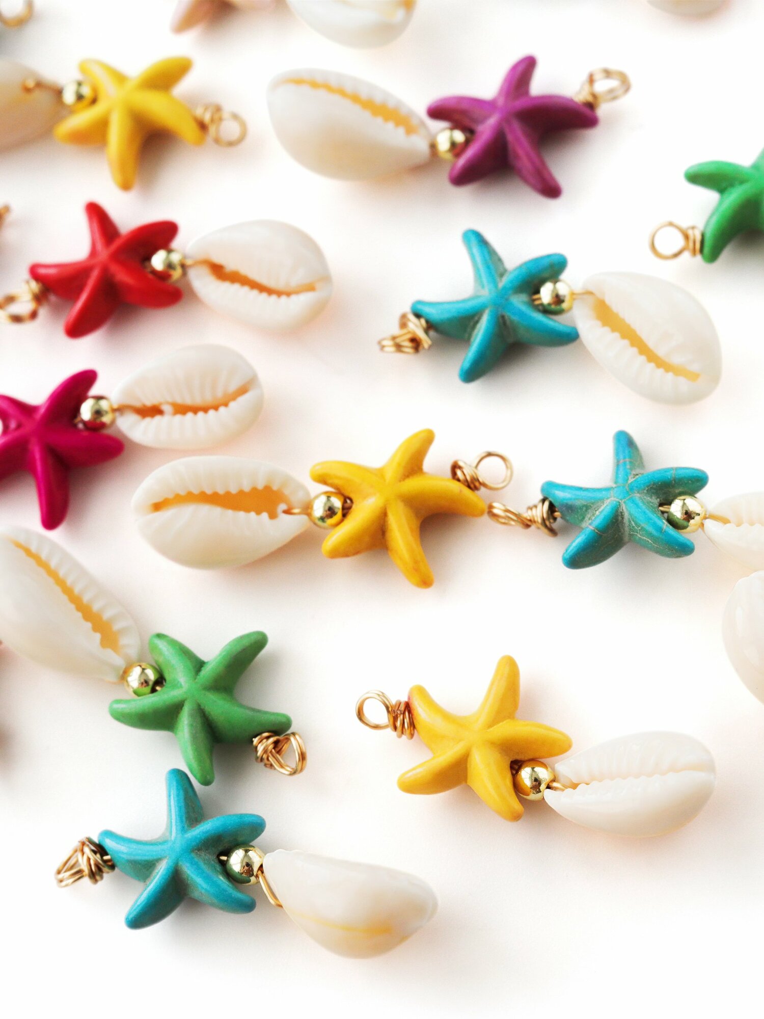 Кулон Подвеска из ракушки 6 шт. для рукоделия / декора / бижутерии, 32.5x14x7 мм, разные цвета в упаковке