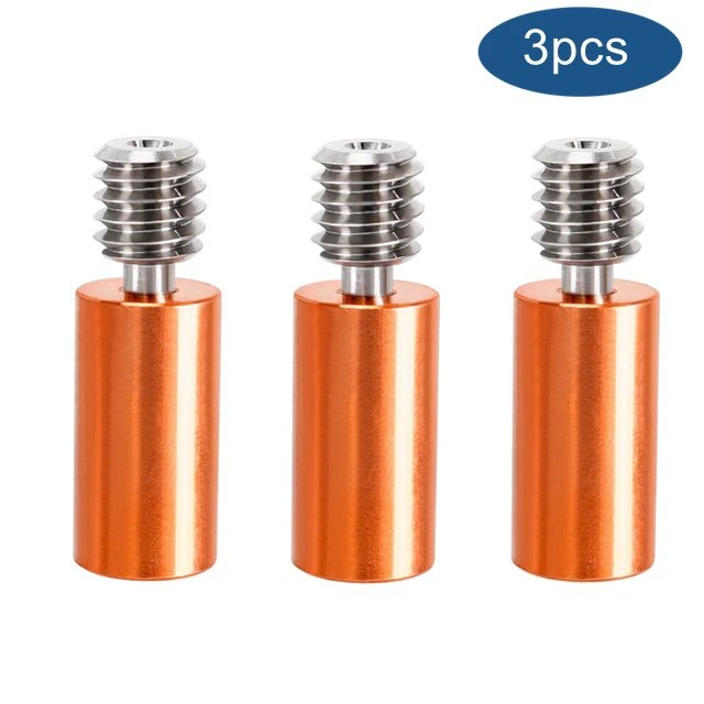 Torlipy 3 шт. 3D принтер, Тепловой разрыв, биметаллический титановый сплав, медная нить/гладкая Горловина для V6 Hotend Heatblock для Prusa i3 MK3, 3pcs smooth