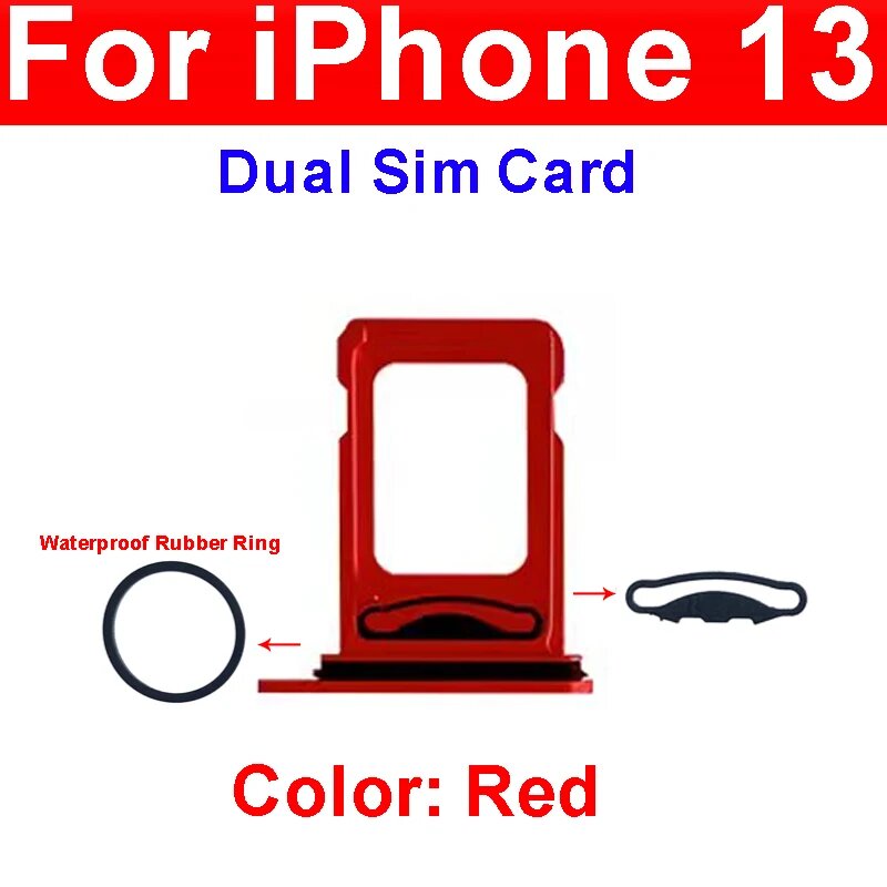 Для Iphone 13 SIM-карт лоток двойной одиночный держатель SIM-карты SIM кардридер Слот для замены i13-Dual-Red