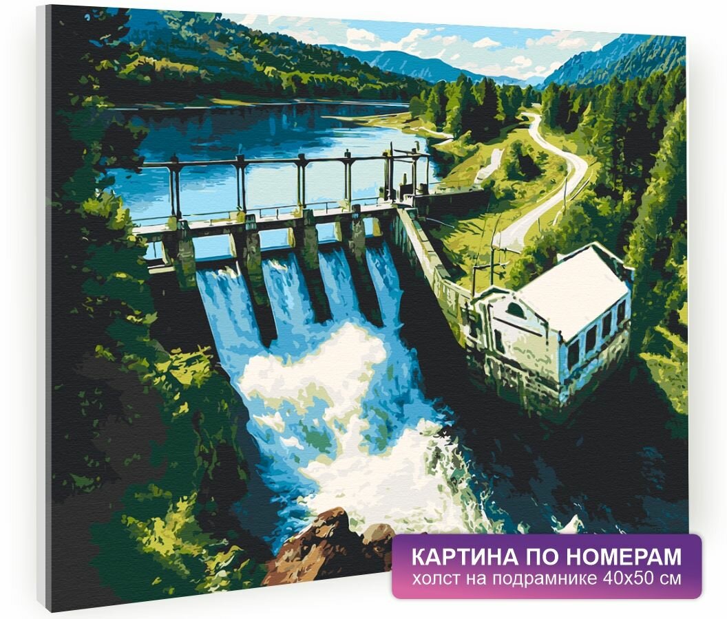 Картина по номерам на холсте с подрамником 40х50 см. Природа, горы, море, волны, пейзажи, небо, путешествия. "Горный Алтай. Чемал", арт. 7763/