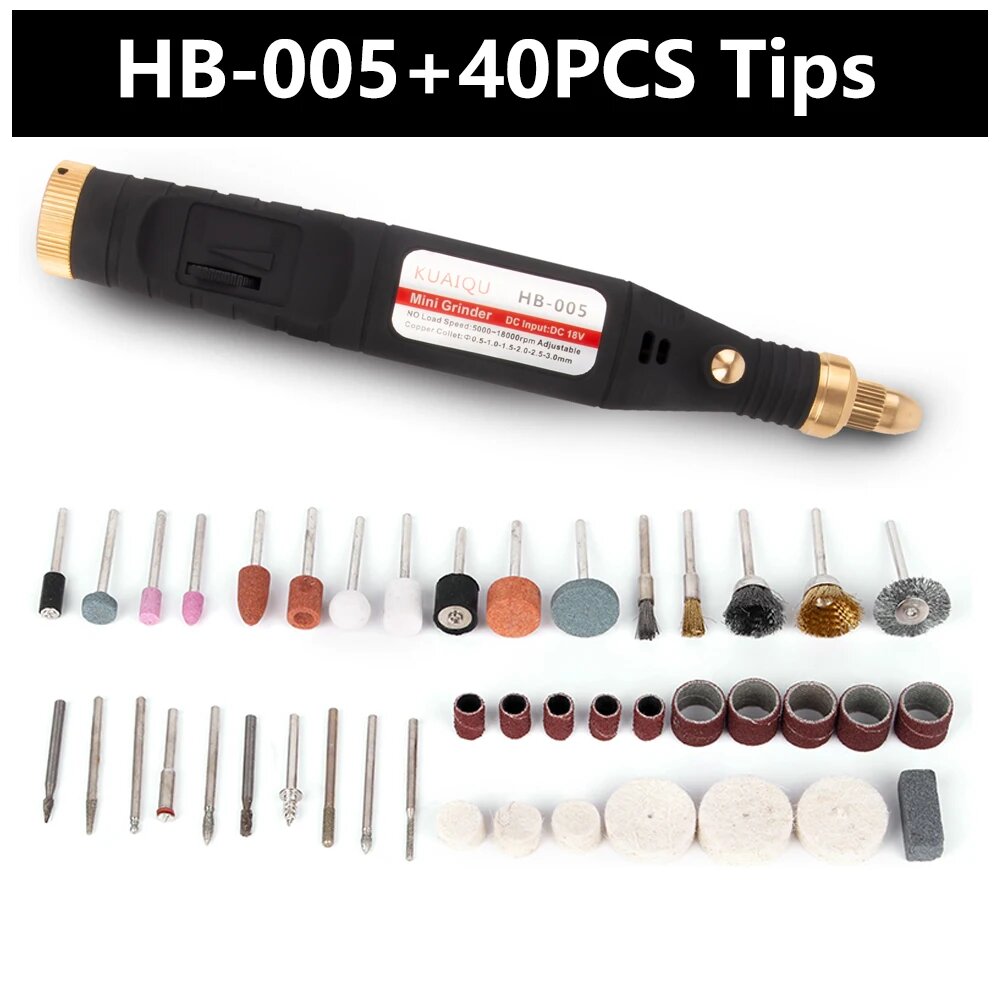 Мини дрель KUAIQU для гравировки и шлифовки, AZK-HB-005 40Tips