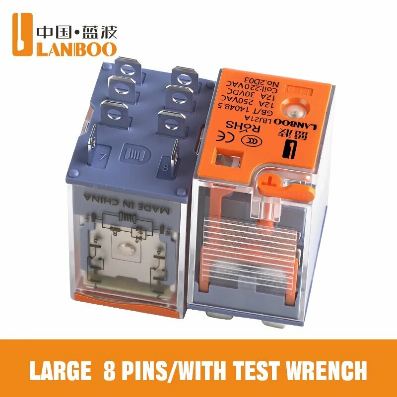LANBOO J21A Высококачественное микропромежуточное реле общего назначения, 12 В/24 В постоянного тока, 220 В переменного тока, 8-контактное/14-контактное реле и основание продается отдельно