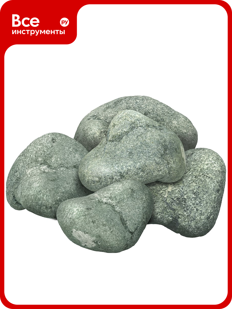 Камень Банные штучки Хакасский жадеит обвалованный, средний (70-140 мм), в коробке 10 кг 33719, бане и сауне