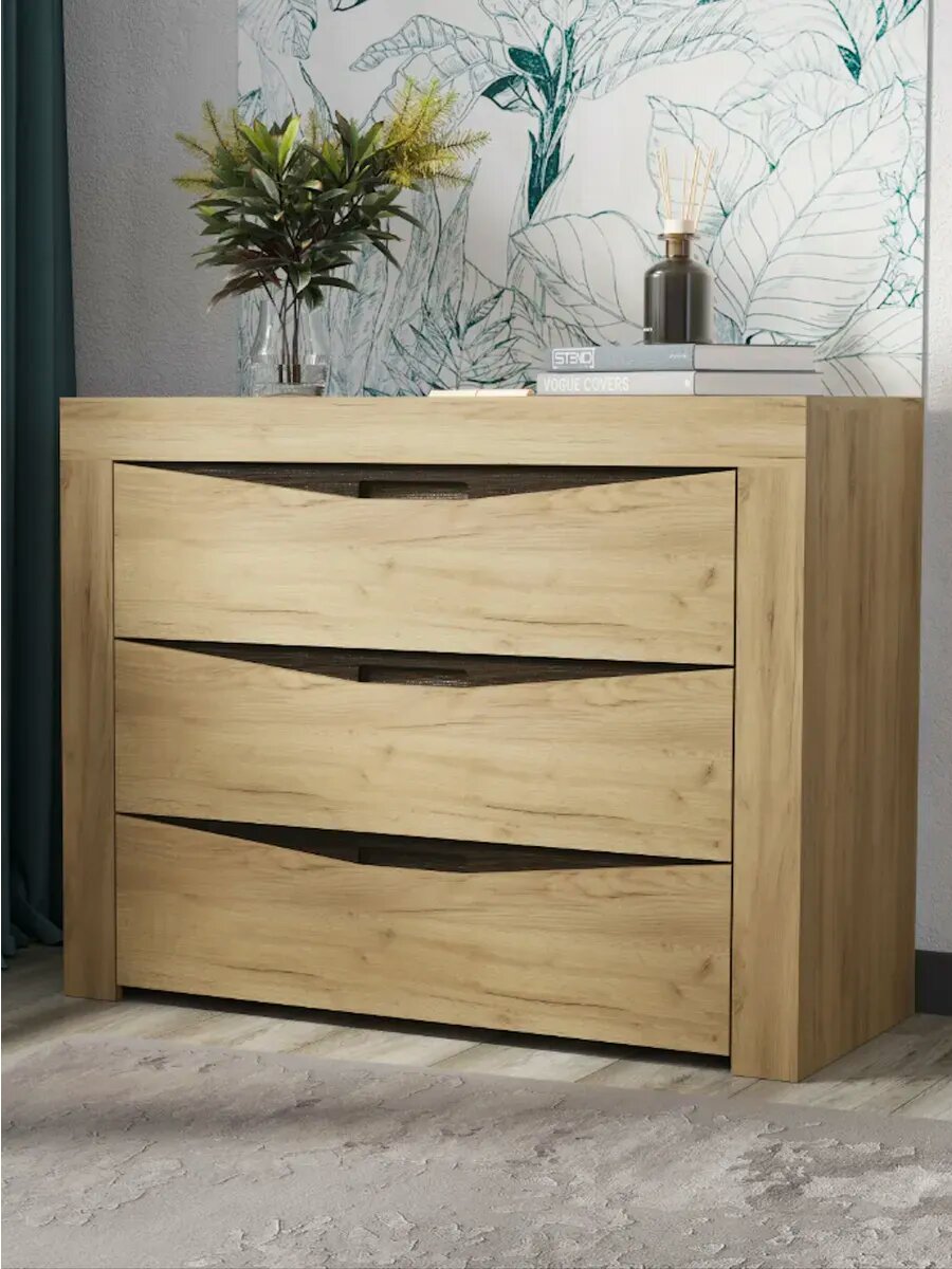 Комод с ящиками, ЛДСП, 101х78х43,5 см, дуб крафт золотой Паола КМ 701