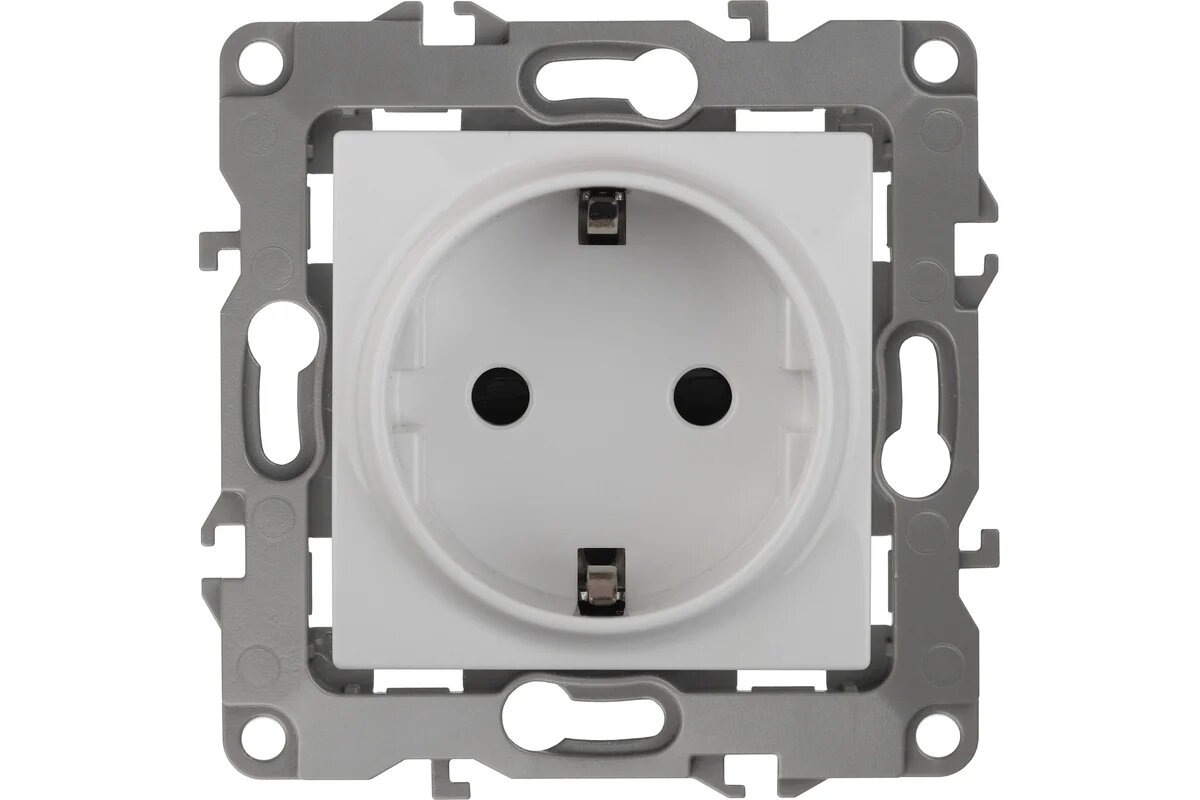 ЭРА 12-2011-01 Розетка 2P E Schuko 16A 250V IP20 винт без монтажных лапок белый