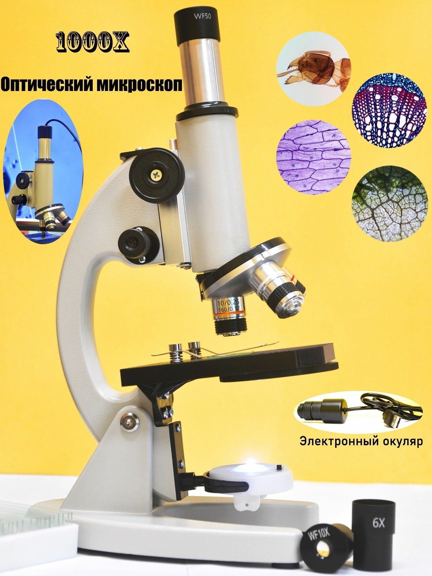 Оптический микроскоп XSP02DM, увеличение 1000x, с USB-окуляром, металлический корпус, регулируемый угол наклона, подходит для детского просвещения и наблюдения за лабораторными ячейками студентов