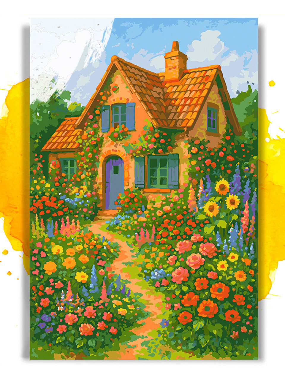 Картина по номерам на холсте Подсолнухи в вазе, 40 х 60 см