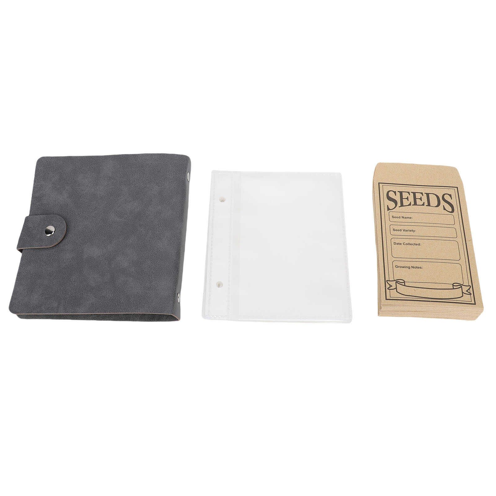 Образец образец Организатор PU Leather Book и 50 захватываемых конвертов крафт -бумаги для образцов овощных цветов хранение