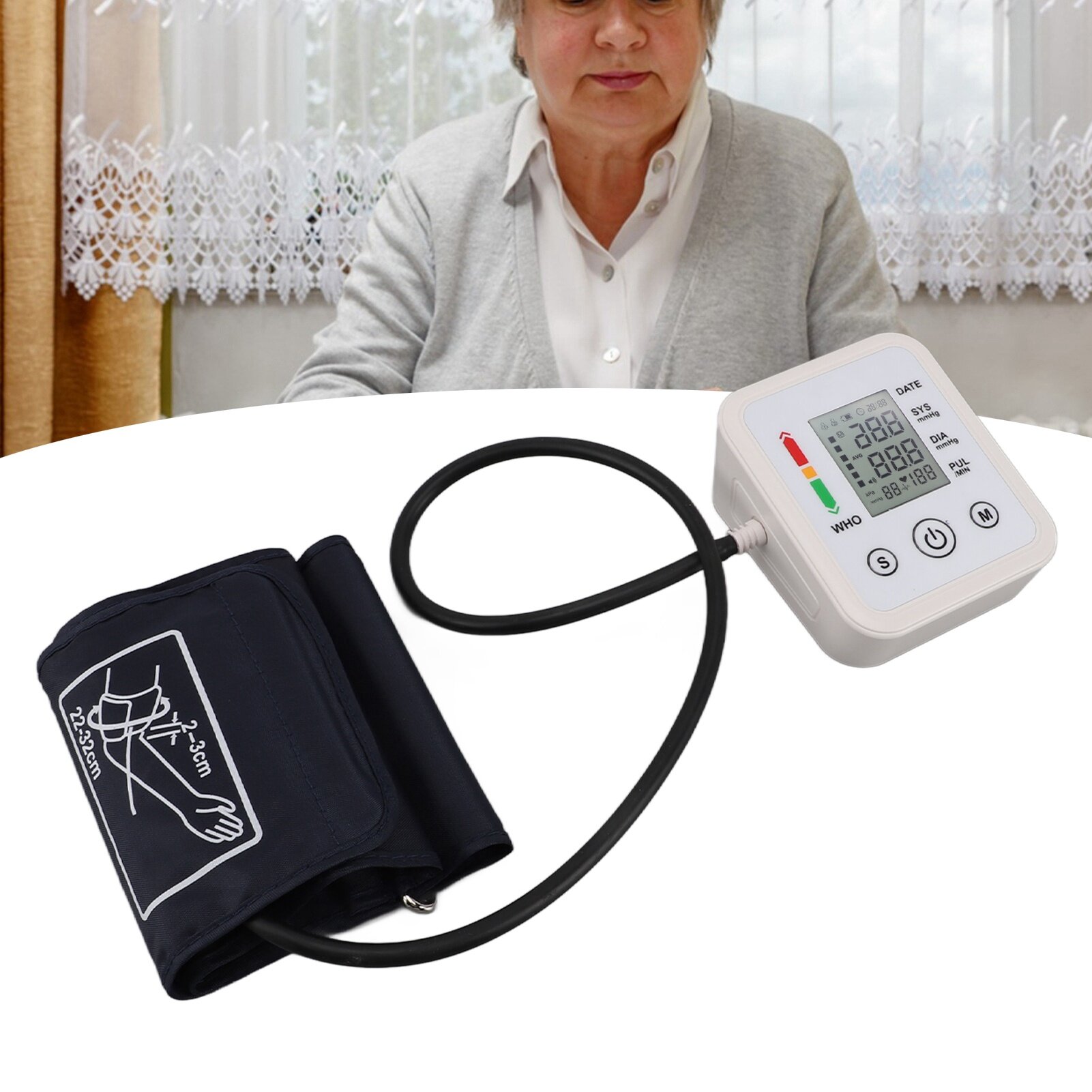 Монитор артериального давления, ЖК-дисплей на плечо, большие цифры, батарея, питание от USB, автоматическая машина BP, 6 В постоянного тока для домашнего использования