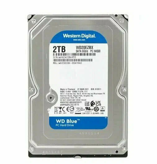Жесткий диск WD SATA-III 2TB WD20EARZ Desktop Blue (5400rpm) 64Mb 3.5