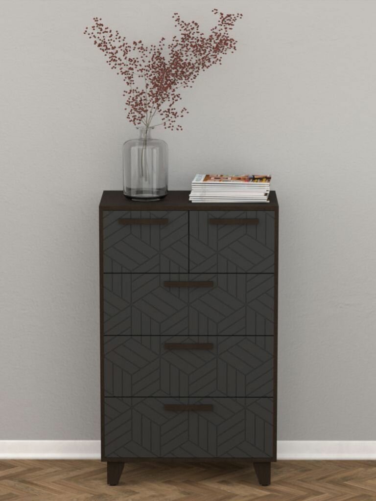 Комод с ящиками Амстердам Венге / Черный мат (12 Стульев)