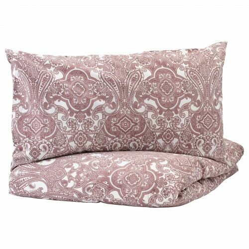 JATTEVALLMO Пододеяльник и 2 наволочки икеа, белый/темно-розовый 200x200/50x70 см (60460975)