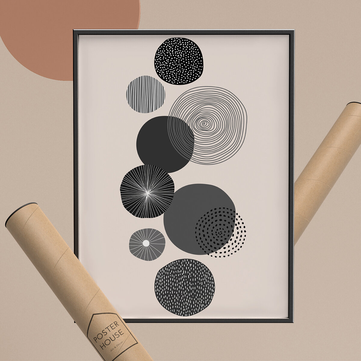 Постер Абстракция минимализм 30х40 см без рамы/ Абстрактный, минималистичный плакат/ Акварель, фигуры/ Эстетичный бежевый плакат, постер для интерьера, декор стен