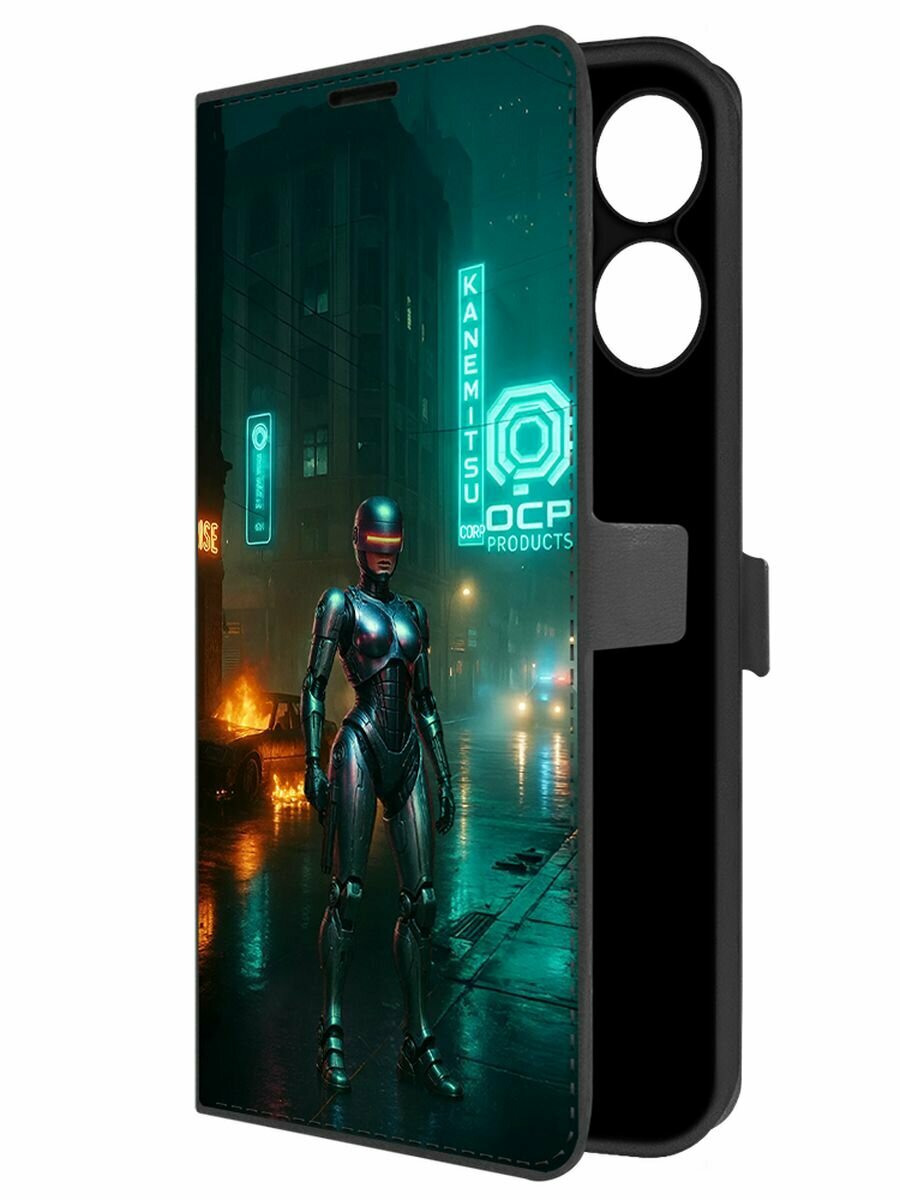 Чехол-книжка Krutoff Eco Book для Realme C63 Леди Робокоп (черный)