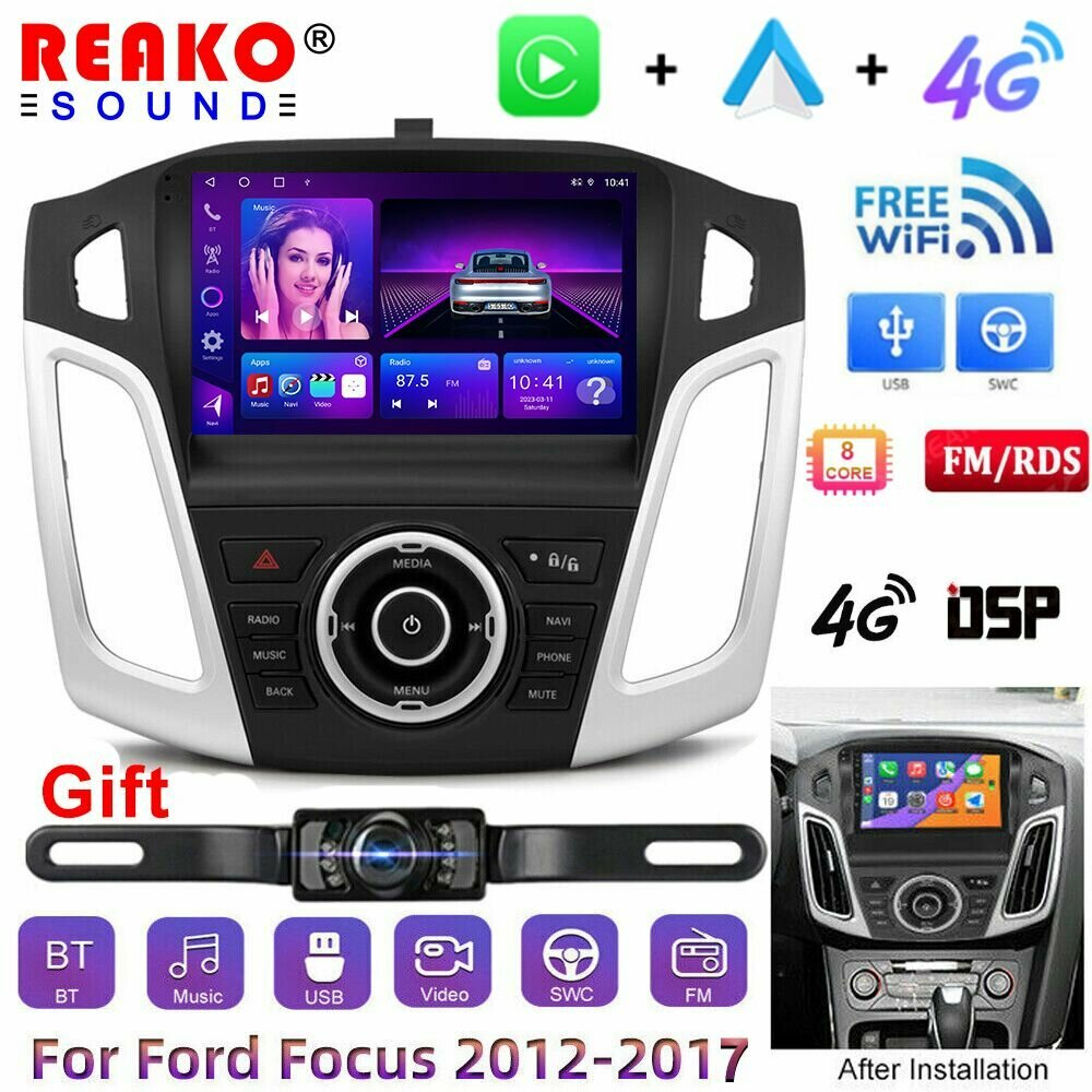 Штатная магнитола для Форд Фокус 3/Ford Focus 3 Mk 3 2011 - 2019 8-ядерный процессор 2гб+32гб 4G-SIM DSP Carplay GPS Bluetooth WiFi FM Сенсорные кнопки