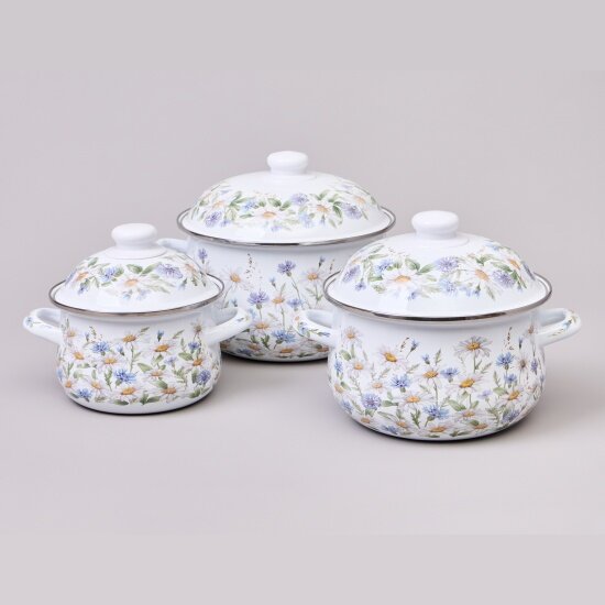 Набор кастрюль Agness "sentiment" эмалированные, 6 пр, 1,5/2,8/3,6 л, 16х10/20х12/22х13 см.