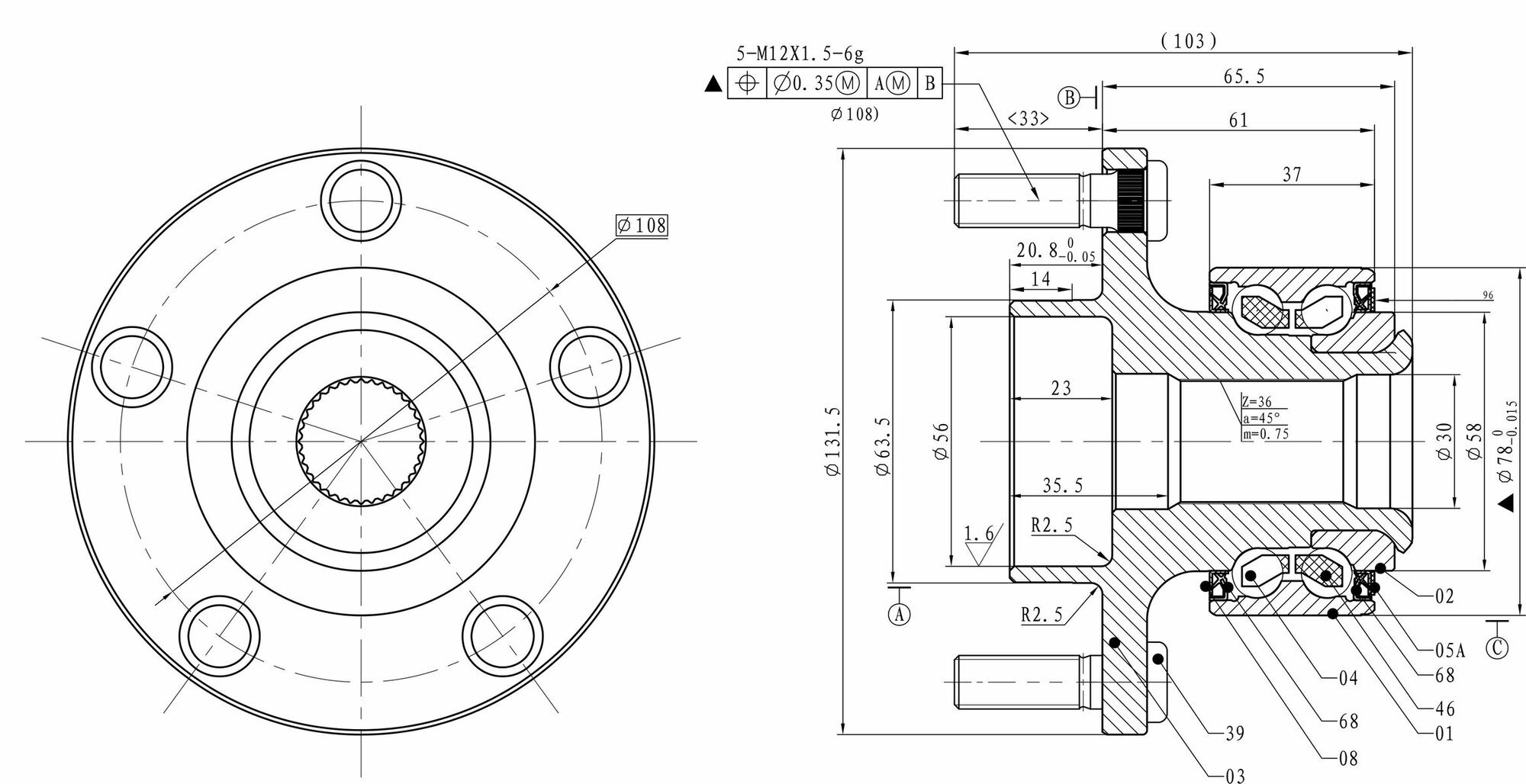 Ступица Передняя В Сборе L=R Ford Focus 2/C-Max(Ganz Gik05010)