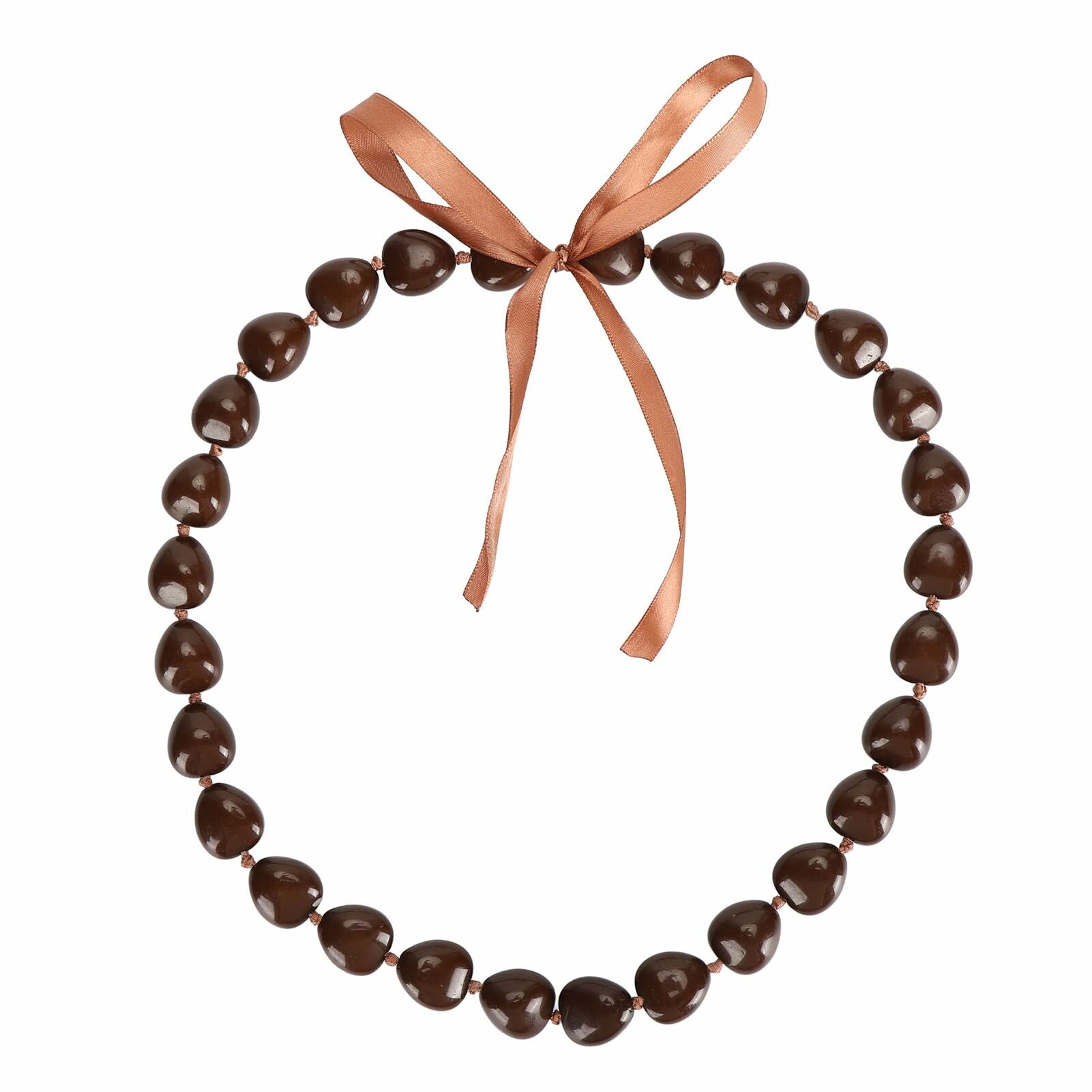Ожерелье из смоляного ореха кукуи коричневого цвета, символ удачи, подарок на выпускной с бантом из ленты, традиционные гавайские леи