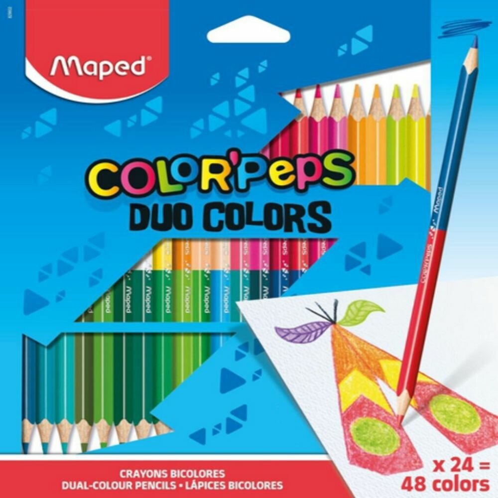Карандаши цвет. двусторонние 24шт/48цв Maped Color Peps трехгранные, ударопрочные