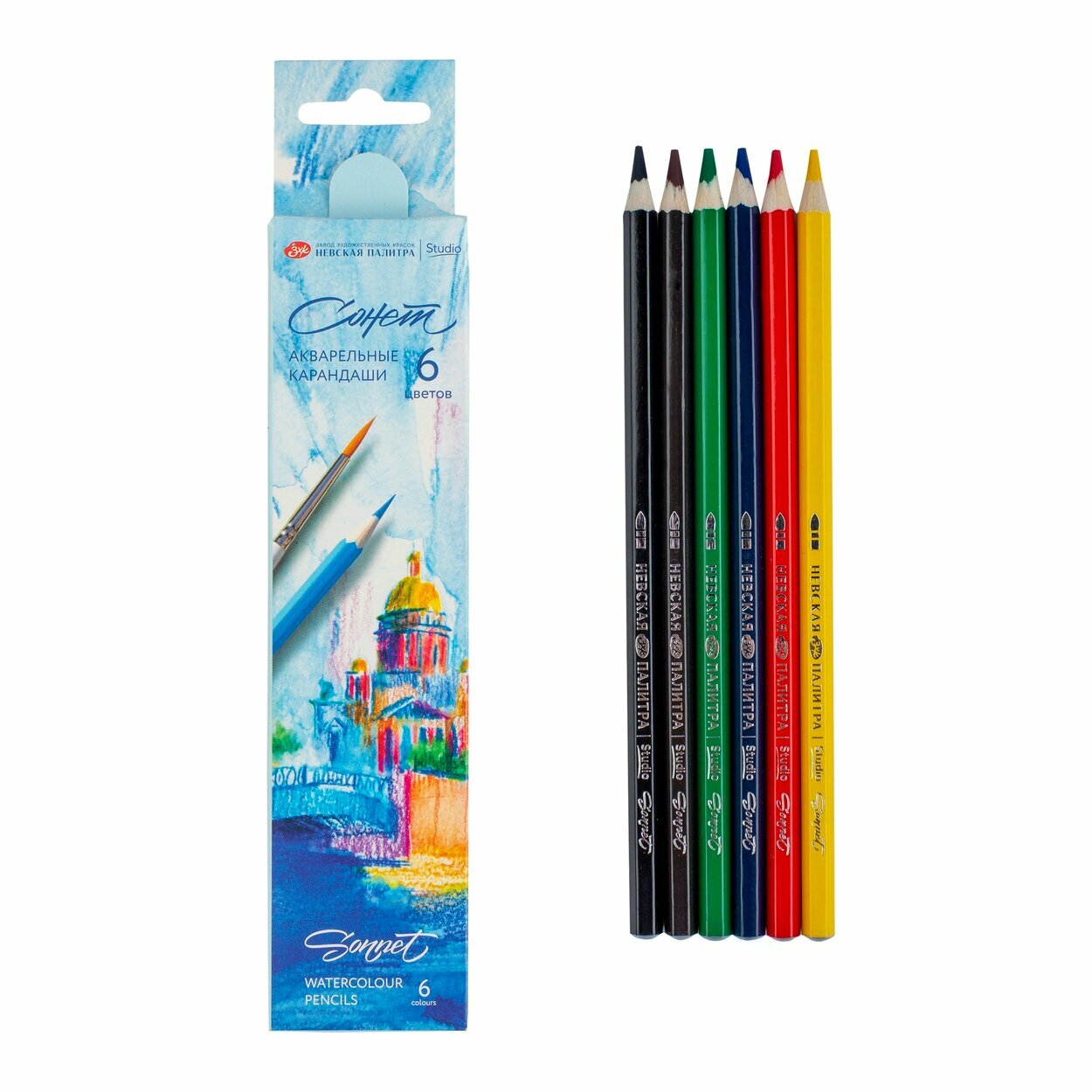 Набор карандашей акварельных сонет 6цв. картонная уп-ка
