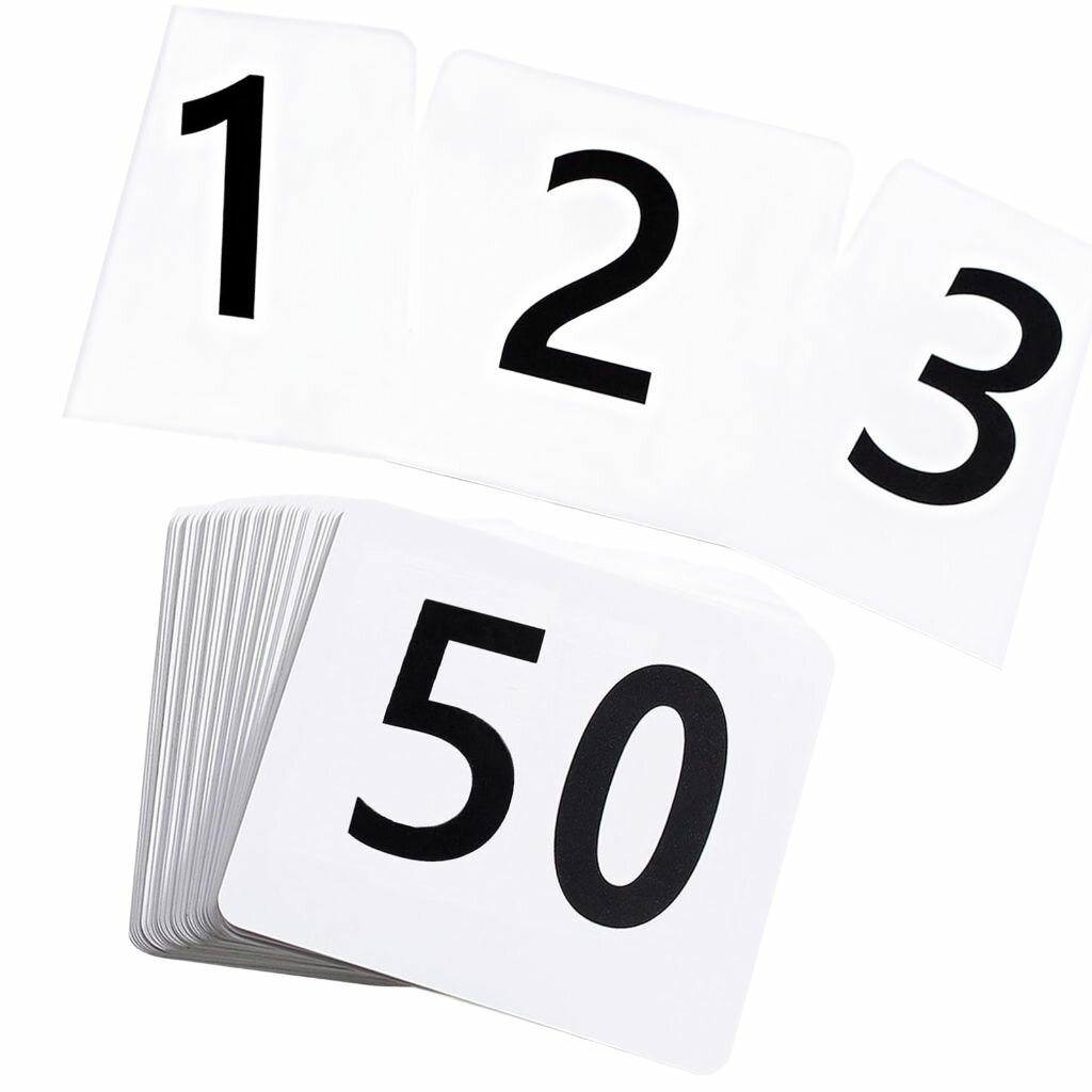 Двусторонняя цифровая карта места-от 1 до 50-черным по белому