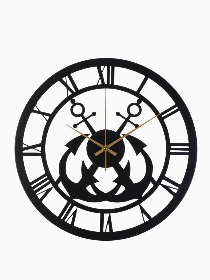 Часы настенные интерьерные «Якорь», бесшумные, плавный ход, d=40 см, металл, чёрные