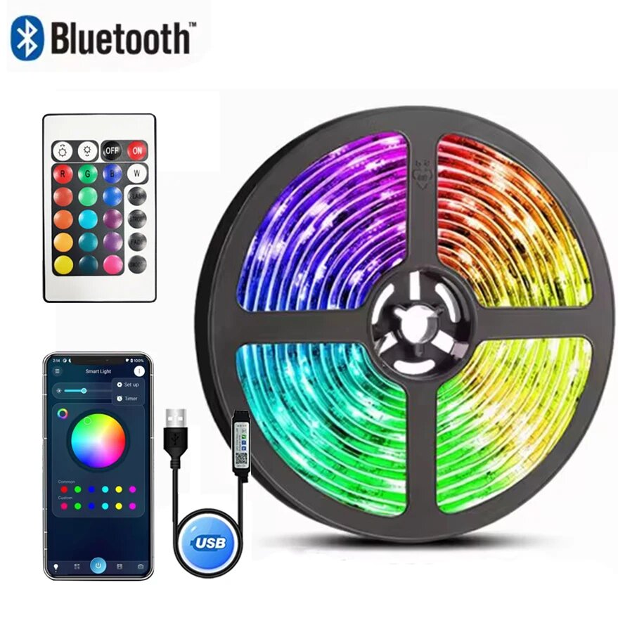 RGB5050 светодиодная лента 5В для телевизора APP with 24key, 5м