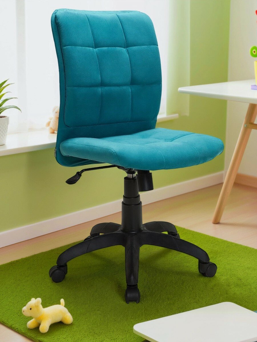 Компьютерное кресло оператора КР 555 Black обивка велюр бирюзовый