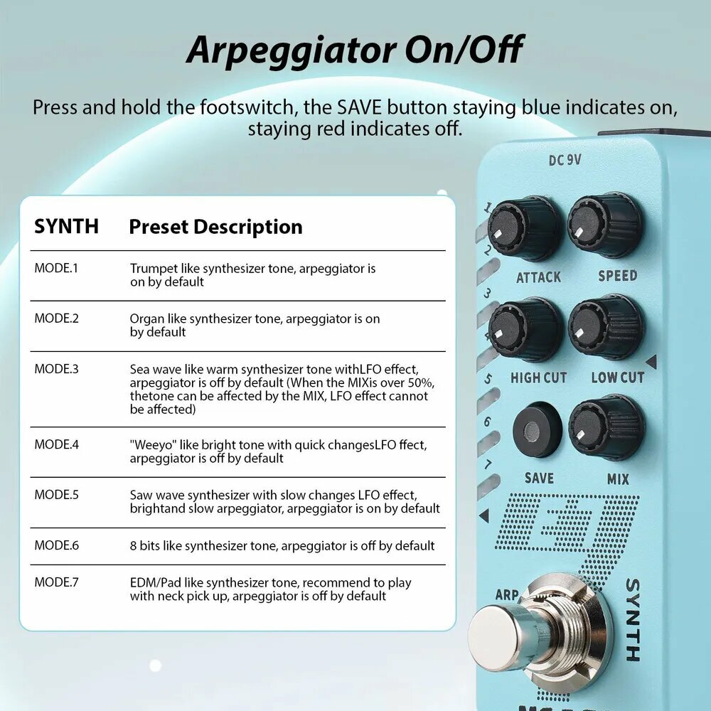 KNOW EASY-MOOER Педаль гитарного синтезатора Педаль эффектов для электрогитары 7 SYNTH