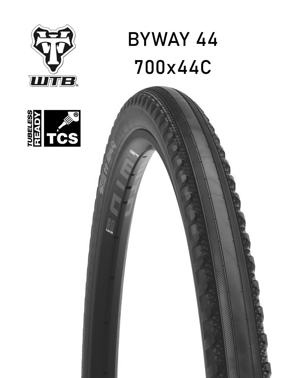 Покрышка бескамерная 700x44C WTB Byway Road TCS tire, чёрная