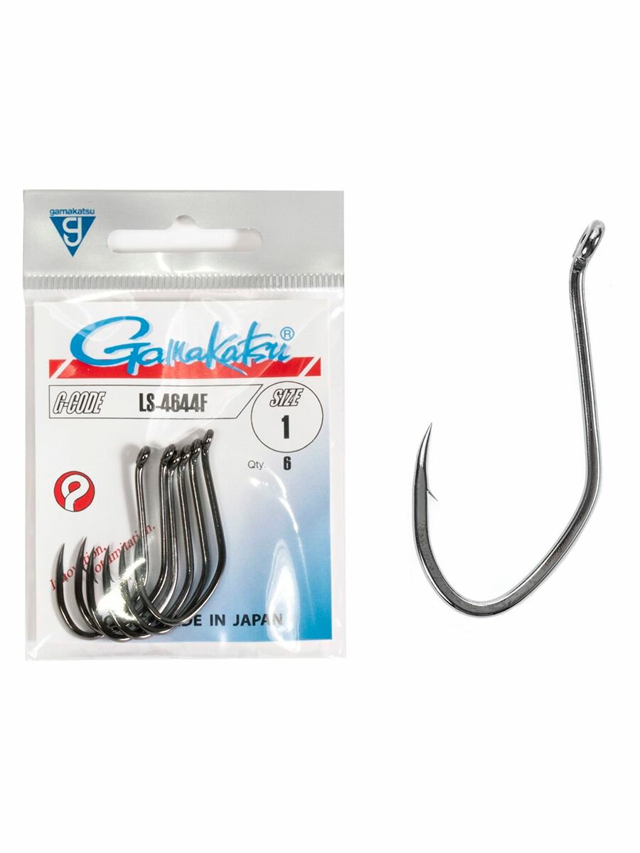 Крючки Gamakatsu LS-4644F HOOKS BLACK размер 01 (упк.6шт.)