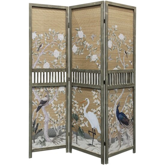 Ширма декоративная Top Arts 3 секции из бамбука 'Райский Сад'