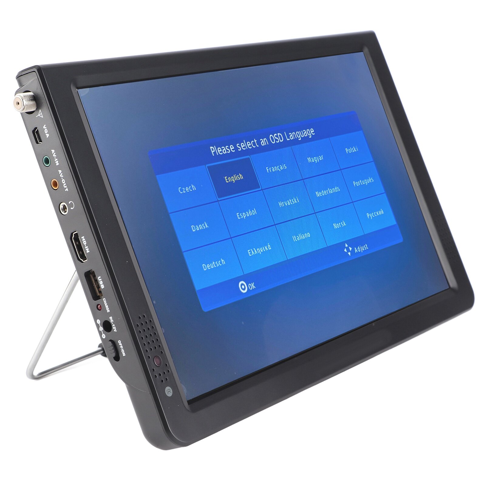 Портативный телевизор ATSC, 12 дюймов, 1080P, HD, мультимедийный интерфейс, видеоплеер, цифровой светодиодный телевизор с подставкой для домашнего автомобиля, вилка стандарта США, 100 240 В