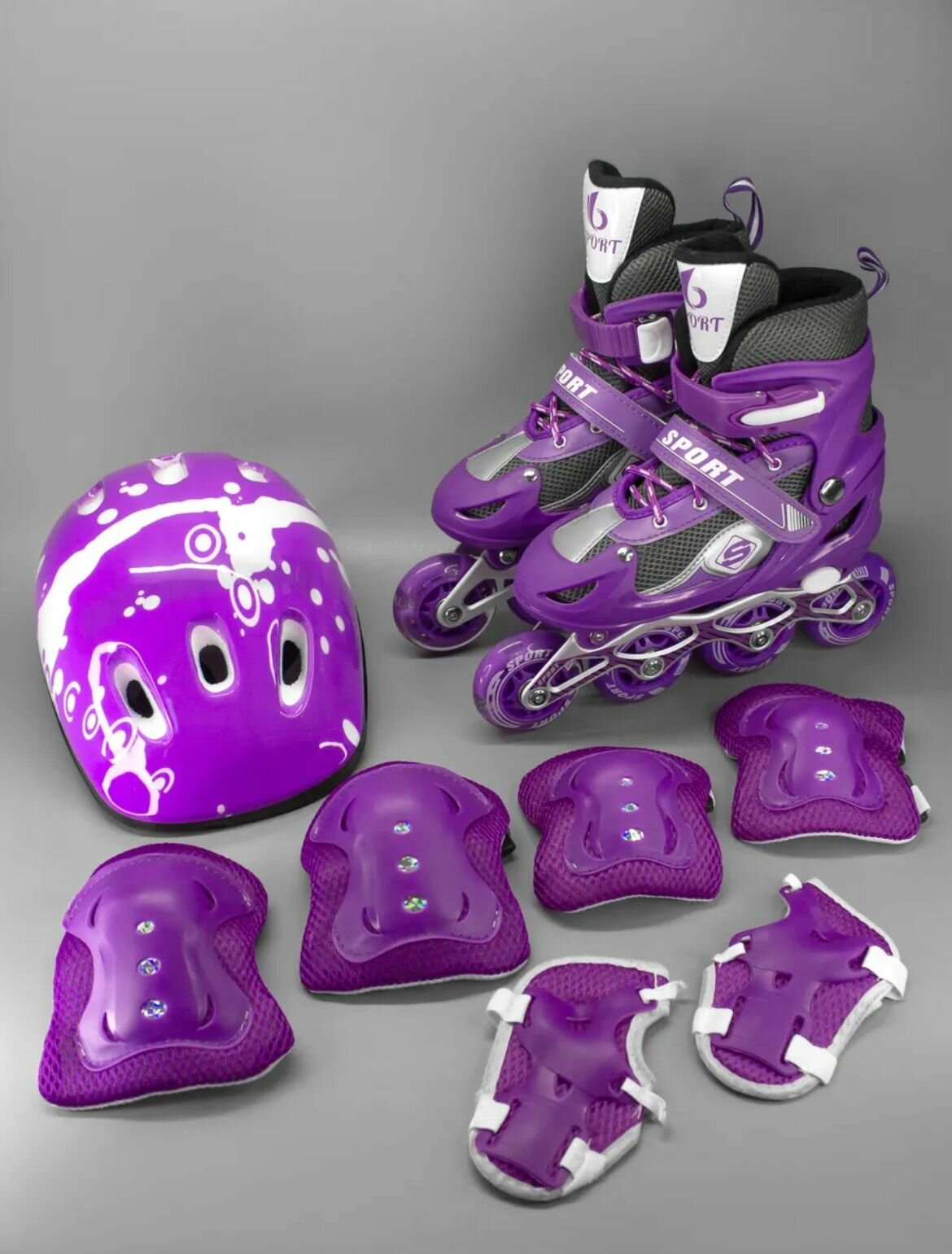 Набор раздвижных роликов-трансформ, синие. 5в1(Сумка+Ролики+Шлем+Защита+Втулки) L (34-37)