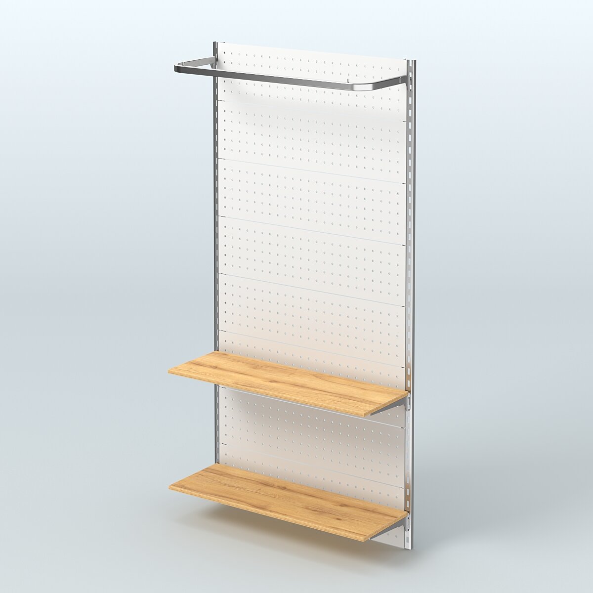 Настенная система METAL с задней стенкой, П-образным поручнем и полками ДСП шириной 1000 мм №8, Дуб Золотистый