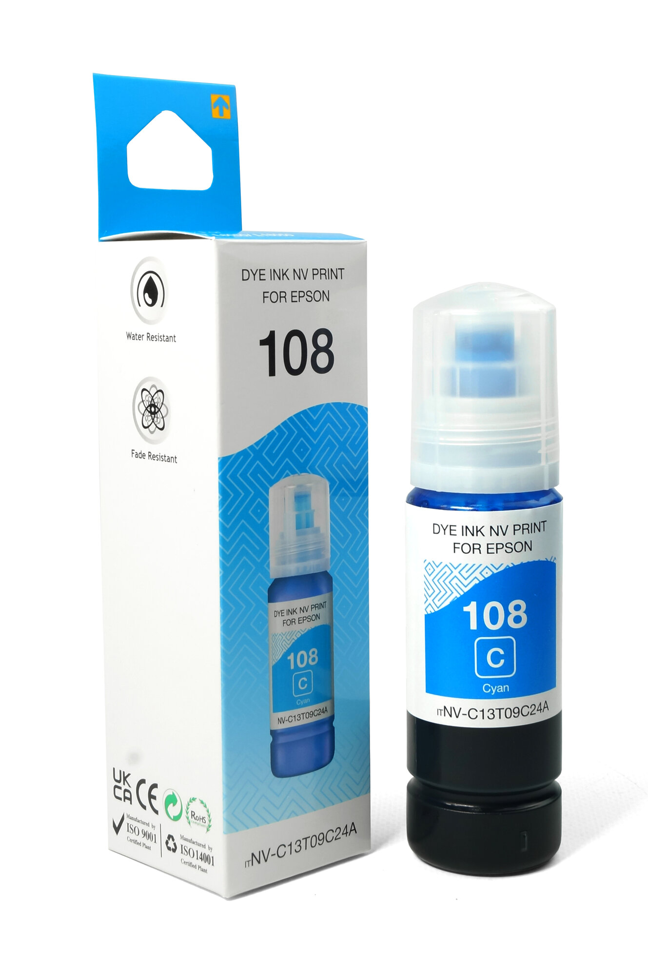 Чернила NV Print 108 (NV-C13T09C24A) для Epson L8050, L18050 (70 мл) Cyan (в коробке) совместимые