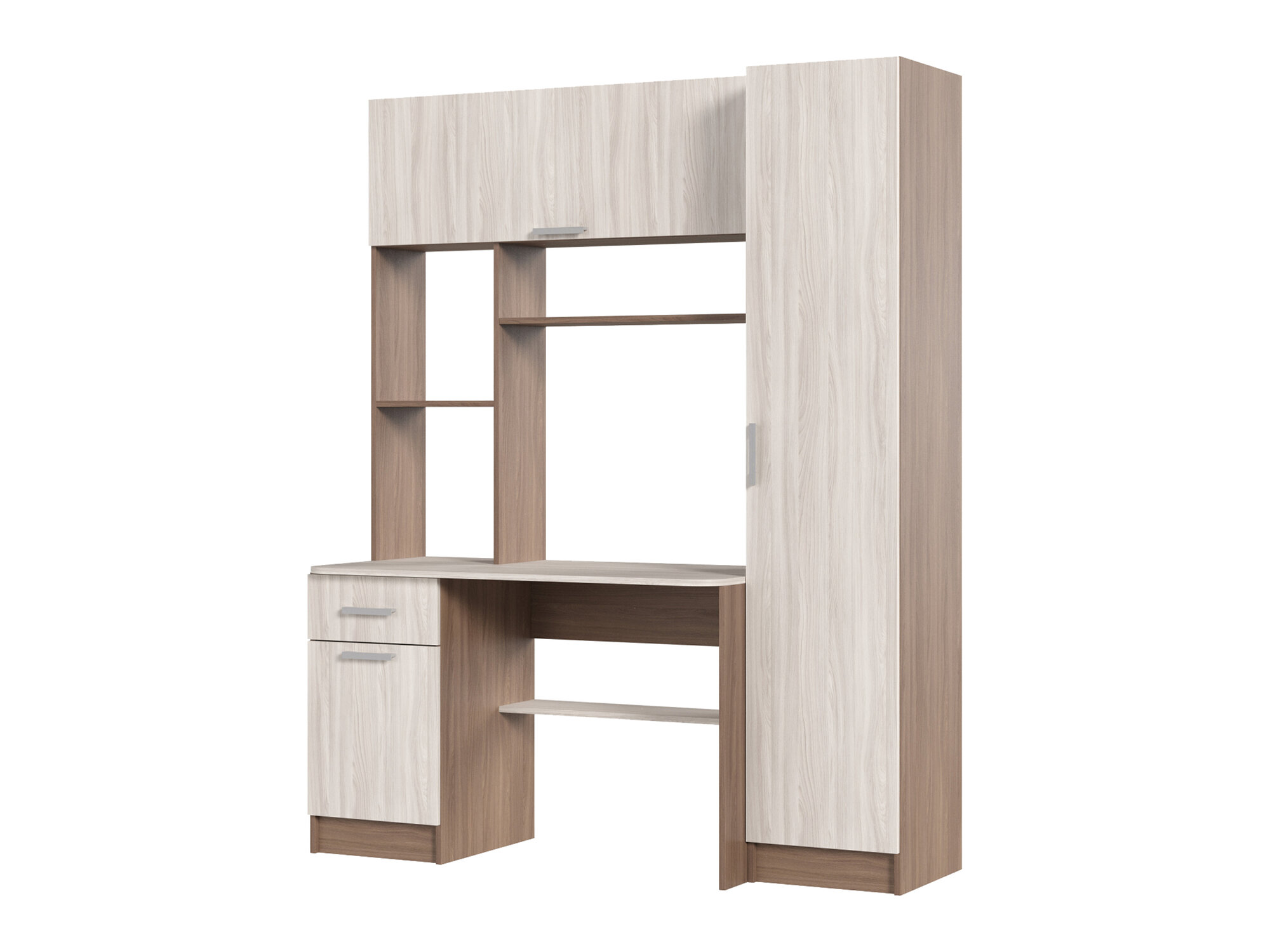 Стол компьютерный №7 (1,6х2,0х0,6) Ясень шимо темный-светлый