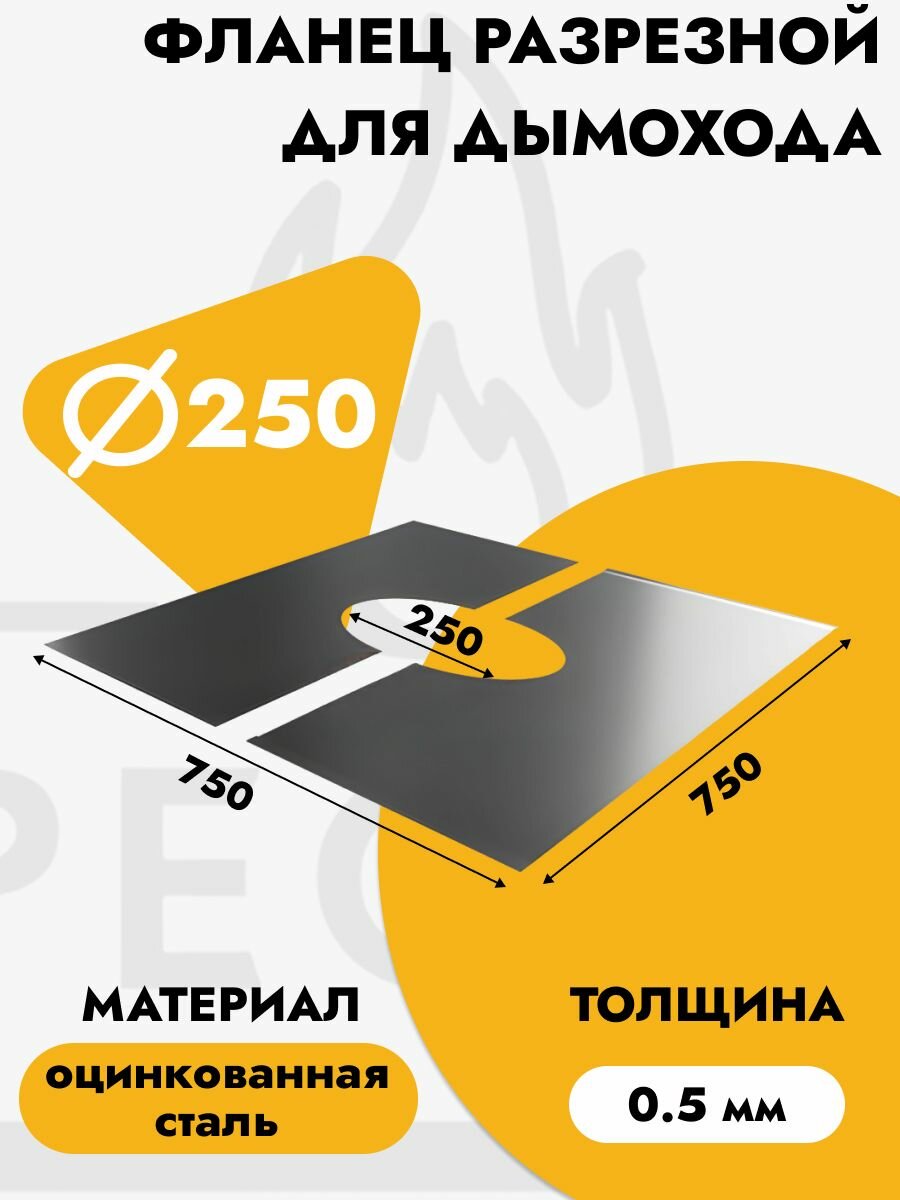 Лист потолочный защитный разрезной для дымохода из оцинкованной стали D250