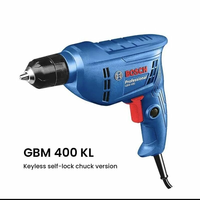 Электродрель BOSCH GBM 400, мощность 400Вт, бесступенчатая регулировка скорости