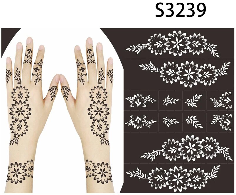 Многоразовые трафареты для татуировок хной Tattrendy S3239