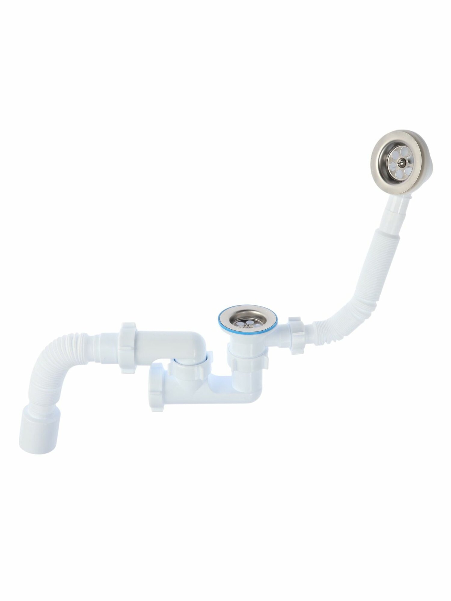 Сифон для ванны АНИ Пласт Варяг C6255 1 1/2 дюйма 40 мм регулируемый с гибкой трубой 40х50 мм