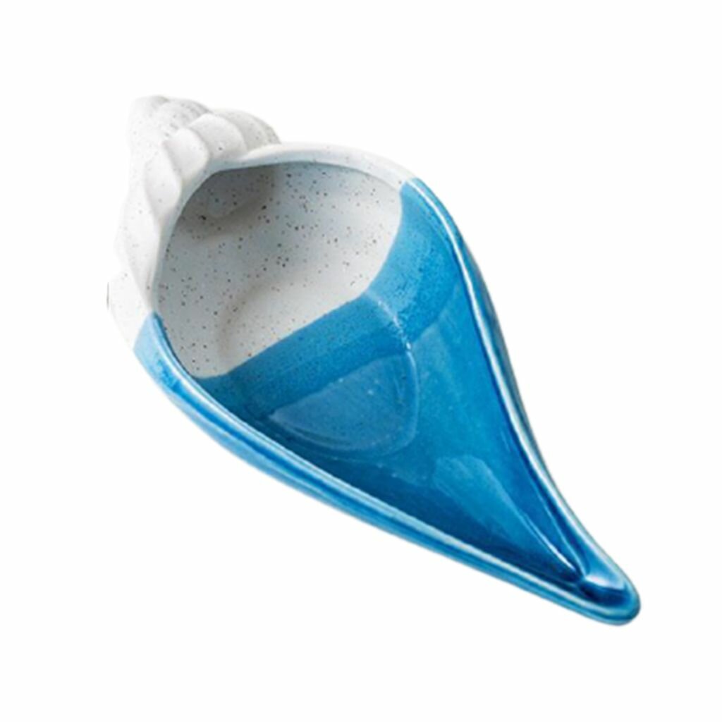 (1 шт.) Креативное украшение для хранения ключей в виде керамической раковины на поверхности обеденного стола гостиной-маленькая синяя и белая раковина