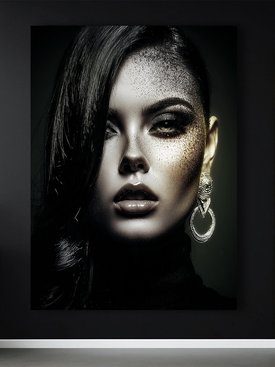 Картина на холсте вертикальная - "Портрет / Лицо девушки" , 30х40 см.