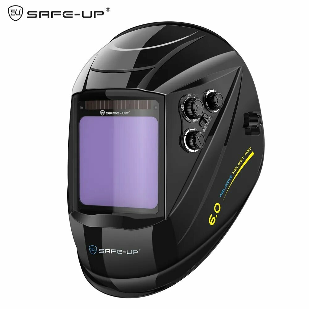 Маска сварочная SU SAFEUP, 100*97 мм, большое окно, настоящее цветное стекло, зеркальное сопротивление, автоматическое преобразование света DIN5-9/9-13 (регулируется)