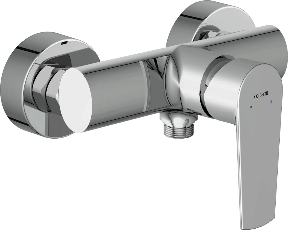 Смеситель для душа Cersanit Moduo 64099 хром, глянцевый, настенный, латунный, однорычажный, без лейки, смеситель для ванны с душем
