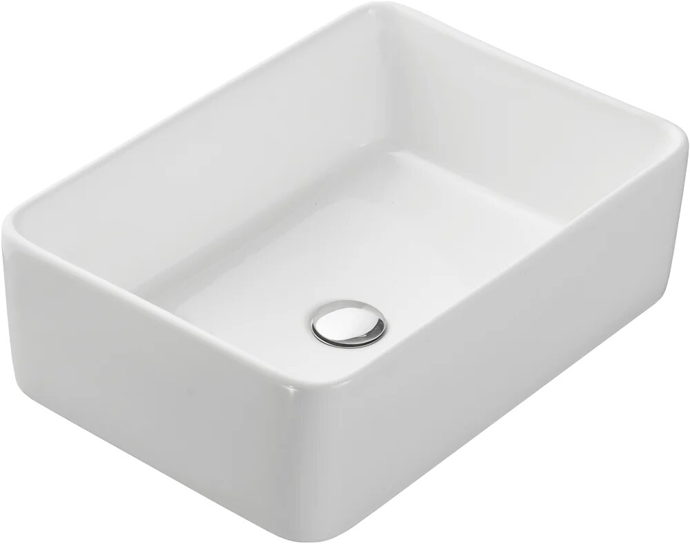 Накладная раковина AQUATON Mila 35 без отверстия под смеситель, раковина для ванной, 50 см, прямоугольная, белая