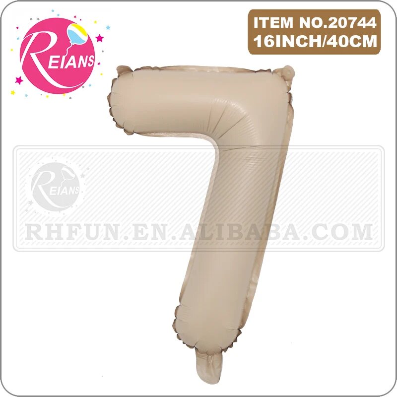 Карамельный фольгированный шар 16 дюймов с буквами и цифрами Бежевый, 20744 16IN Caramel 7, 16 дюймов