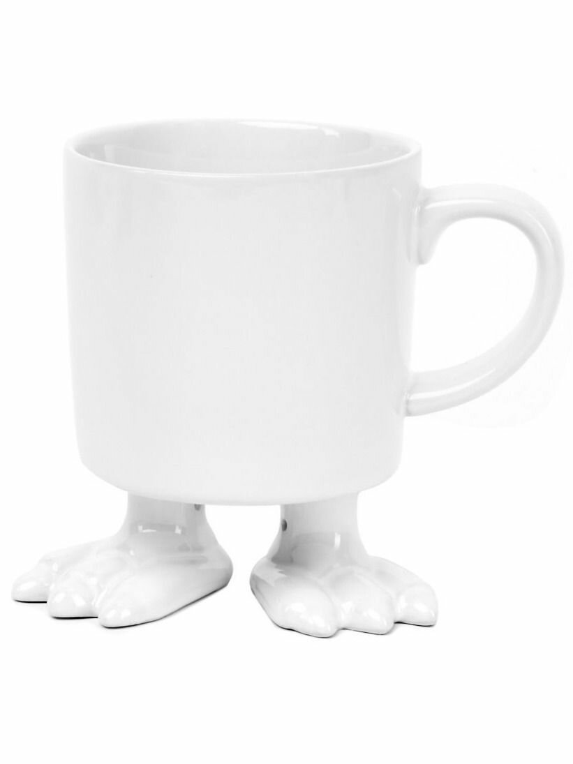 Кружка для чая на ножках динозавра белая, для кофе, керамическая, 300мл