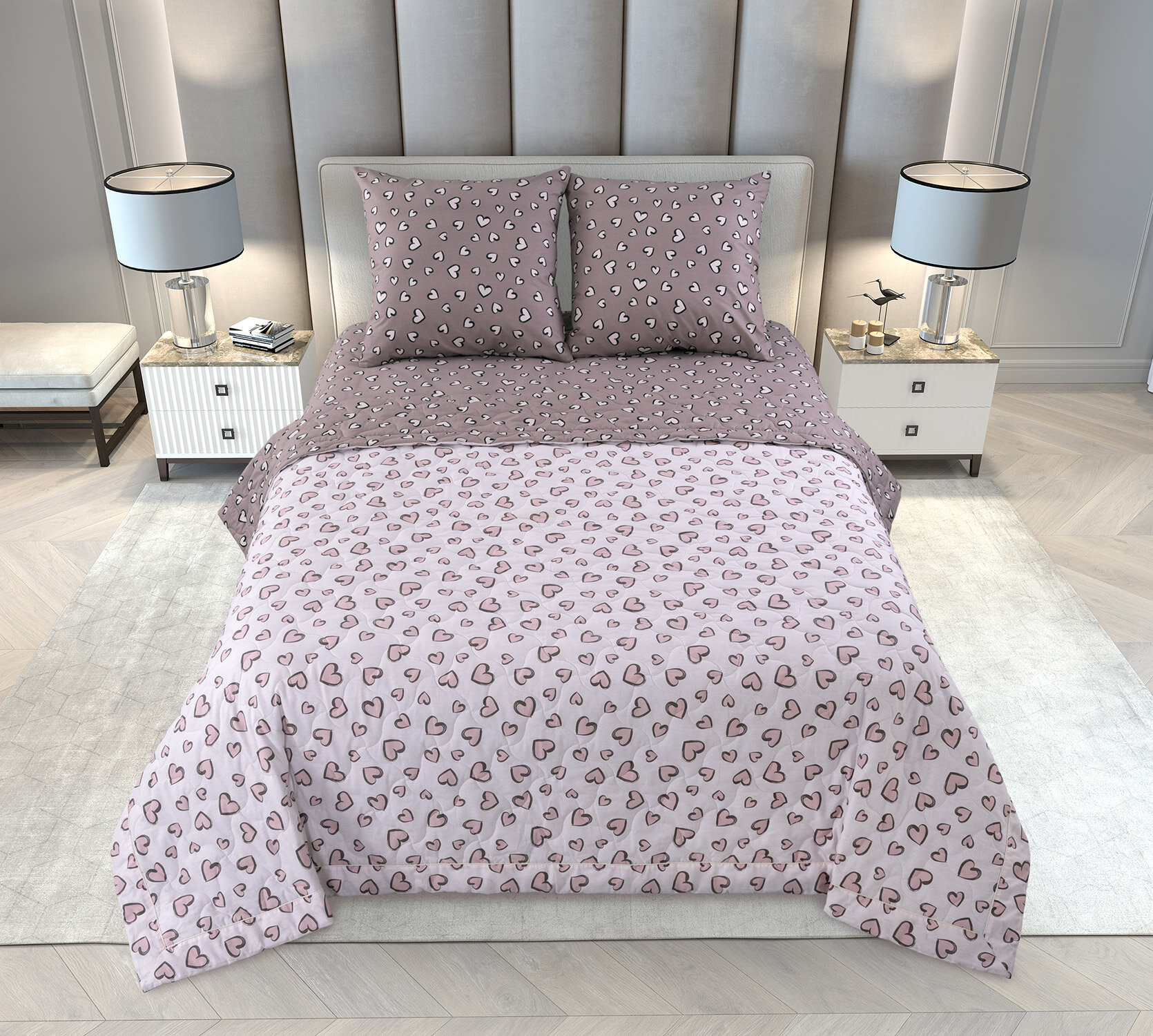 Постельное белье 2-сп с Европростыней и Одеялом (комплект) Перкаль (70х70) Затаив Дыхание 3579П